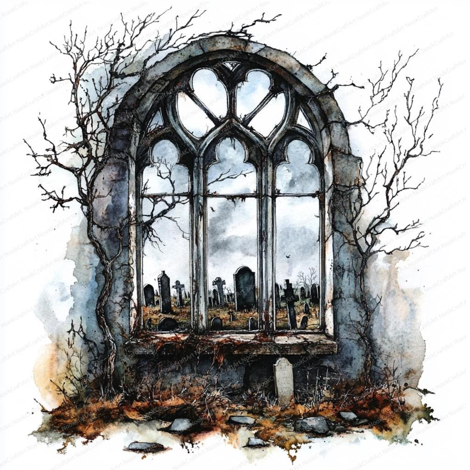 20 Window to Cemetery Clipart | Spooky Cemetery Halloween Clip Art ...