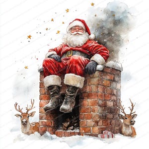 20 Santa Stuck in Chimney Clipart | Christmas Humor Illustration ...