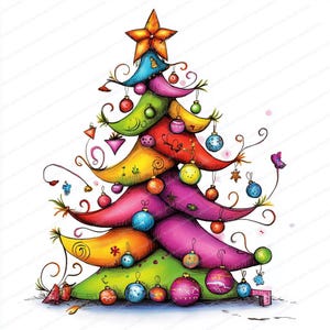 16 Whimsical Christmas Tree Clipart | Quirky Holiday Designs ...