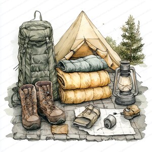 20 Camping Tent Sleeping Bag Clipart | Outdoor Adventure Camping ...