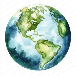 20 Earth Clipart | World Map and Globe Watercolor Images | Printable ...