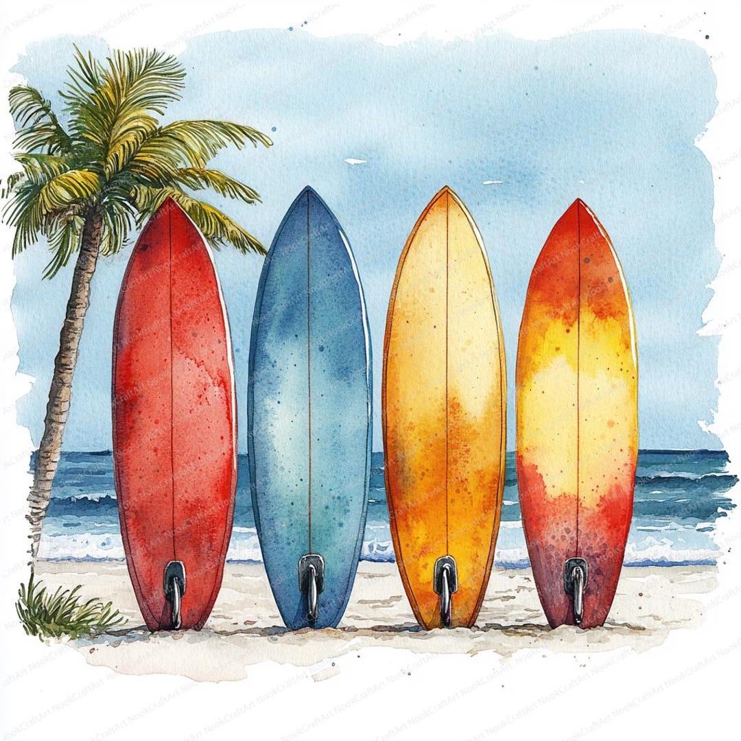 20 Surfboard Clipart Set | Beach Wave Graphics Collection| Printable ...