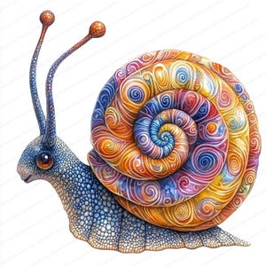 20 Folk Art Snail Clipart | Whimsical Snail Illustrations | Folk Decor ...
