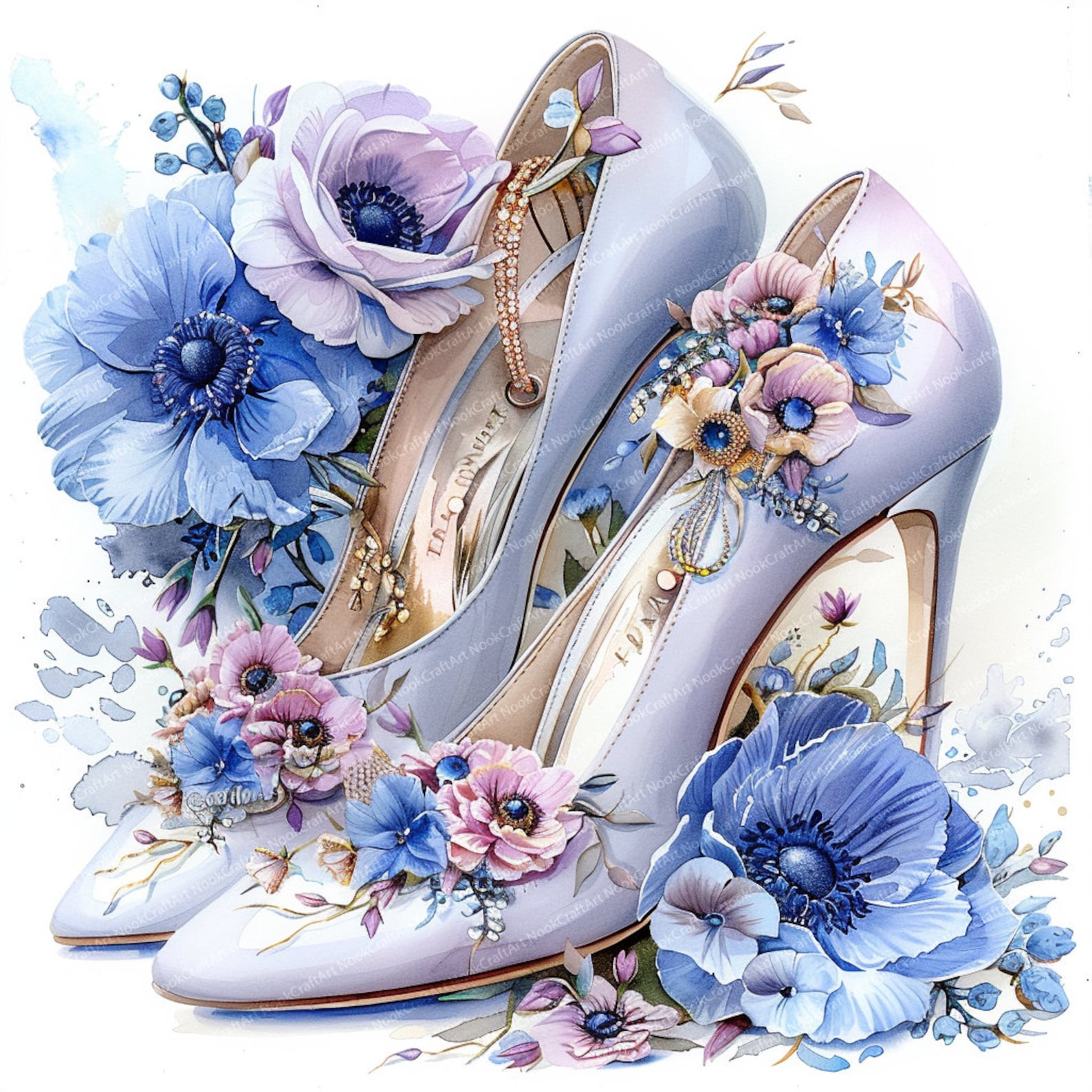 20 Floral Prom Shoes Clipart High Heels Clipart Digital Clipart ...