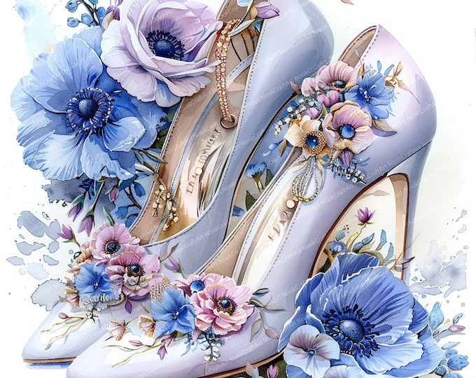 20 Floral Prom Shoes Clipart, High Heels Clipart, Floral Prom Shoes ...