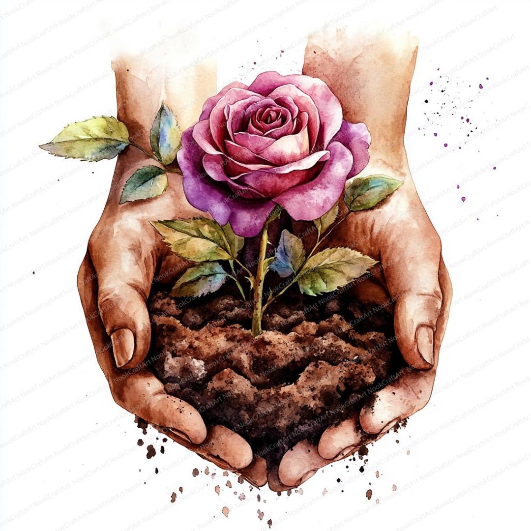 18 Hands With Soil and Flower Clipart | Caring for Flowers | Printable ...