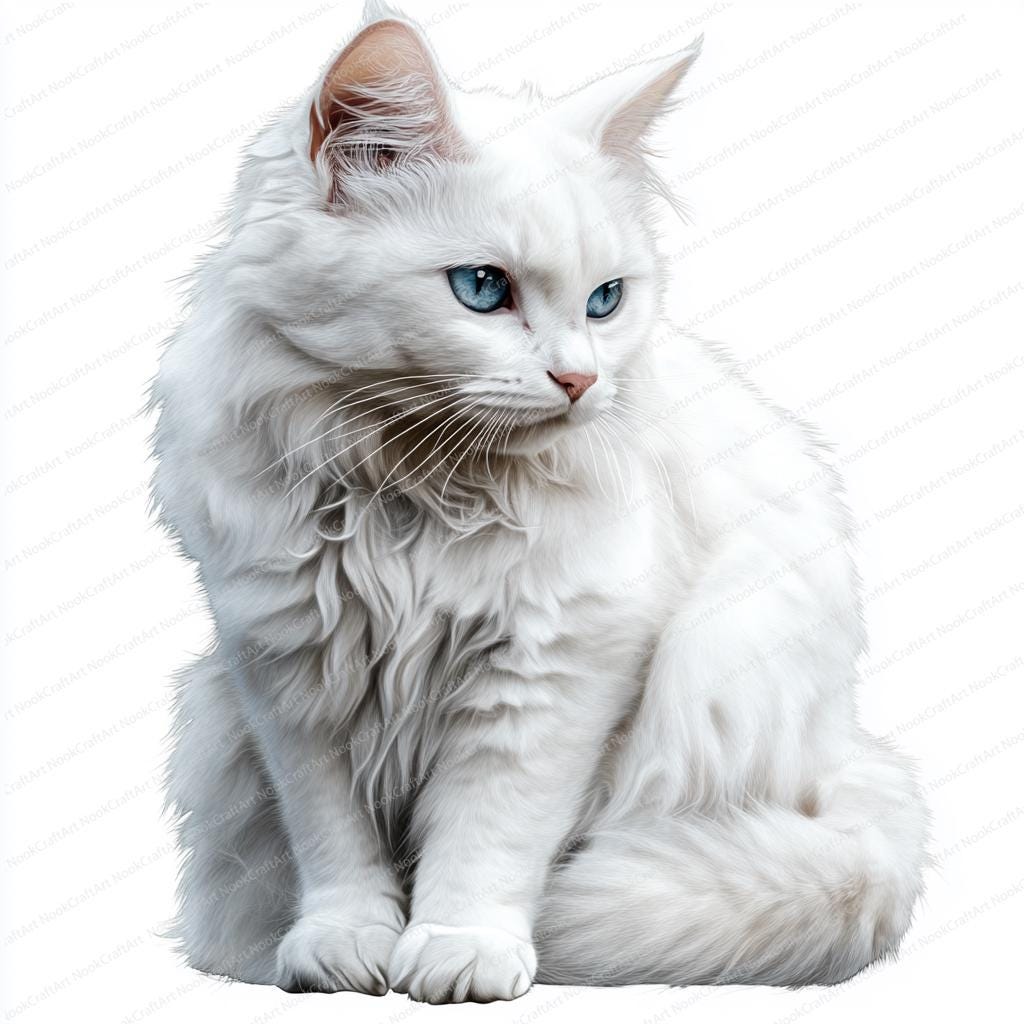 White Cats Clipart | 20 High Quality Jpgs | Nursery Decor | Digital ...