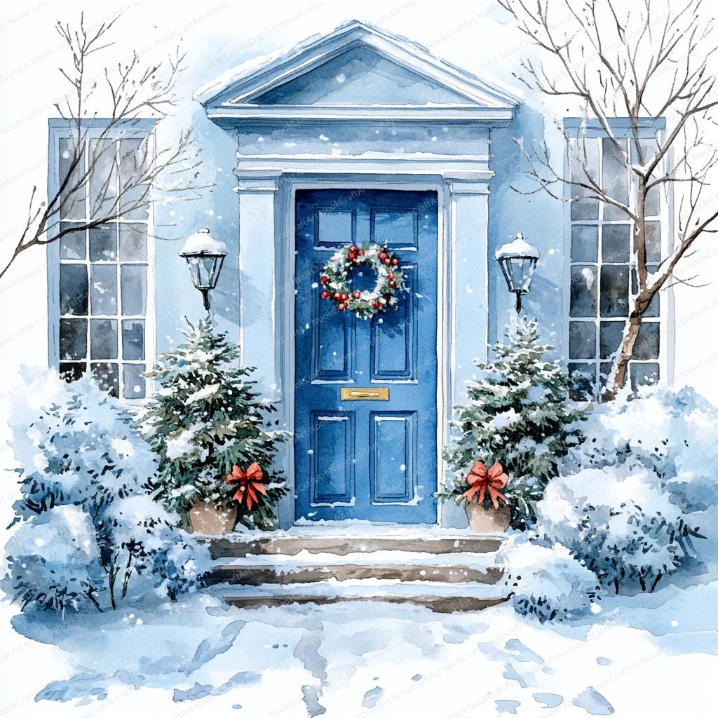 18 Cozy Winter Doors Clipart | Watercolor Snowy Door Clipart | High ...