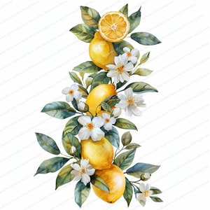 12 Lemon Garland Clipart | Lemon Wreath | Printable Watercolor Clipart ...