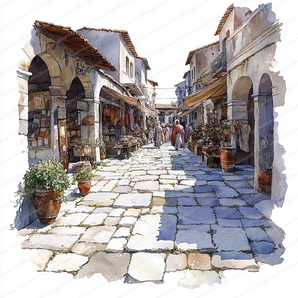 24 Ancient Roman Street Clipart | Cobblestone Pathway Illustration ...