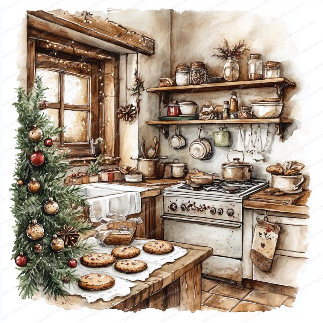 18 Christmas Cookie Baking Kitchen Clipart Bundle | Printable ...