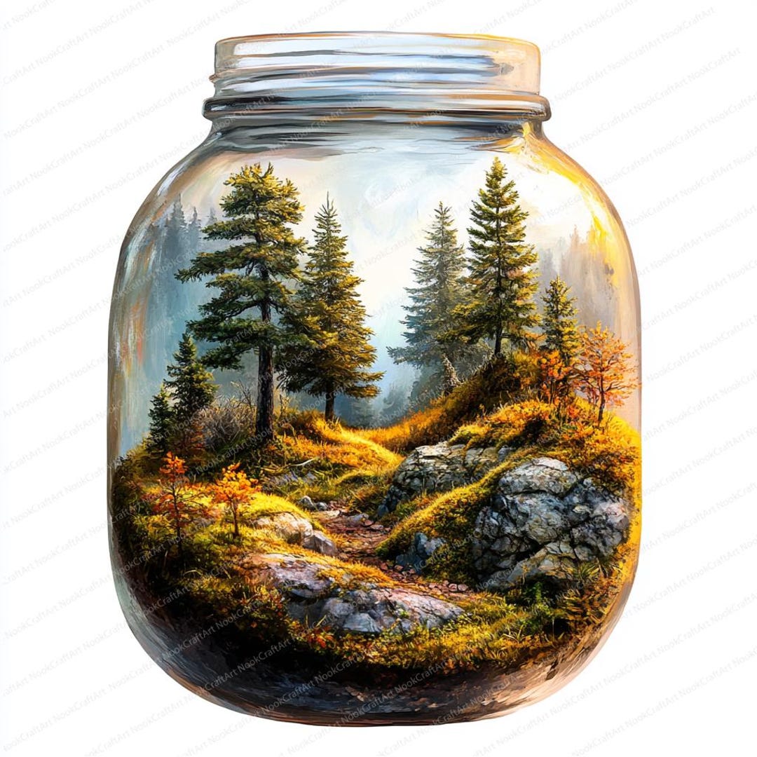 20 Terrarium Forest Clipart | Enchanting Miniature Nature Scene ...