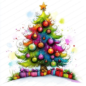 16 Whimsical Christmas Tree Clipart | Quirky Holiday Designs ...