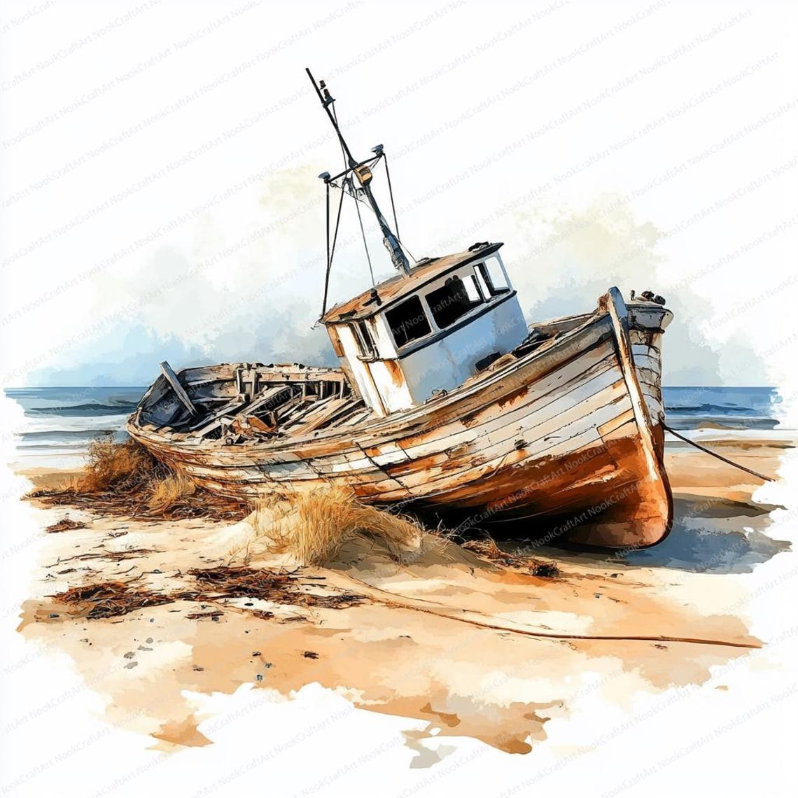 16 Shipwreck on Shore Clipart | Printable Watercolor Clipart | High ...