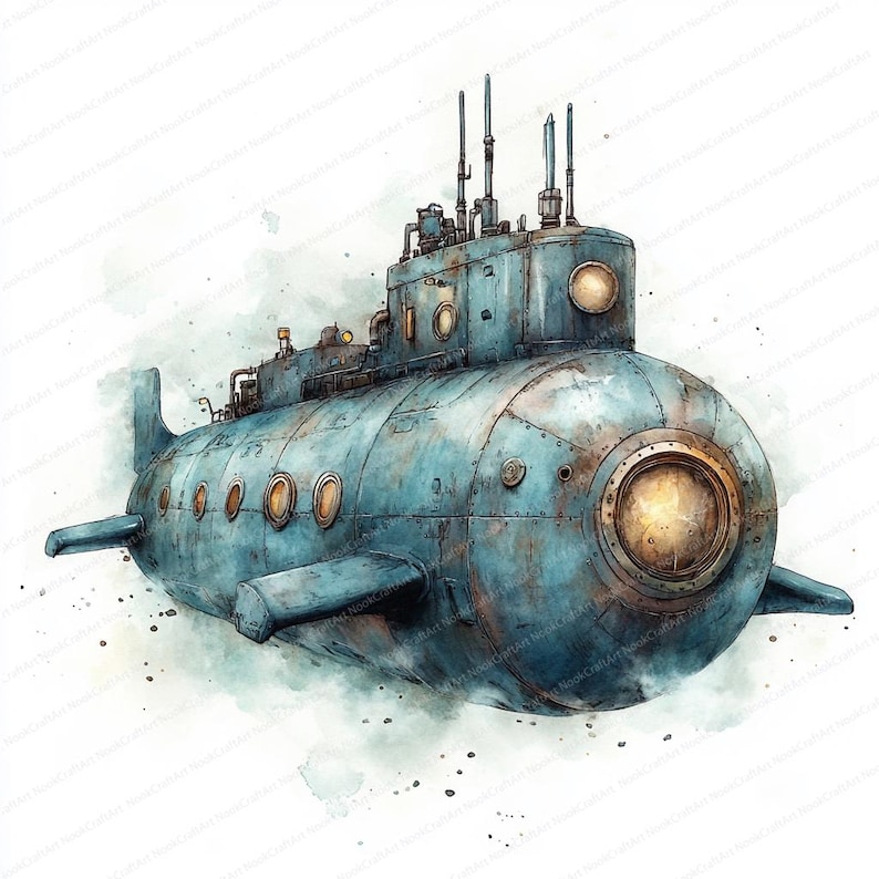 21 Detailed Submarine Clipart | Nautical Underwater Illustration ...