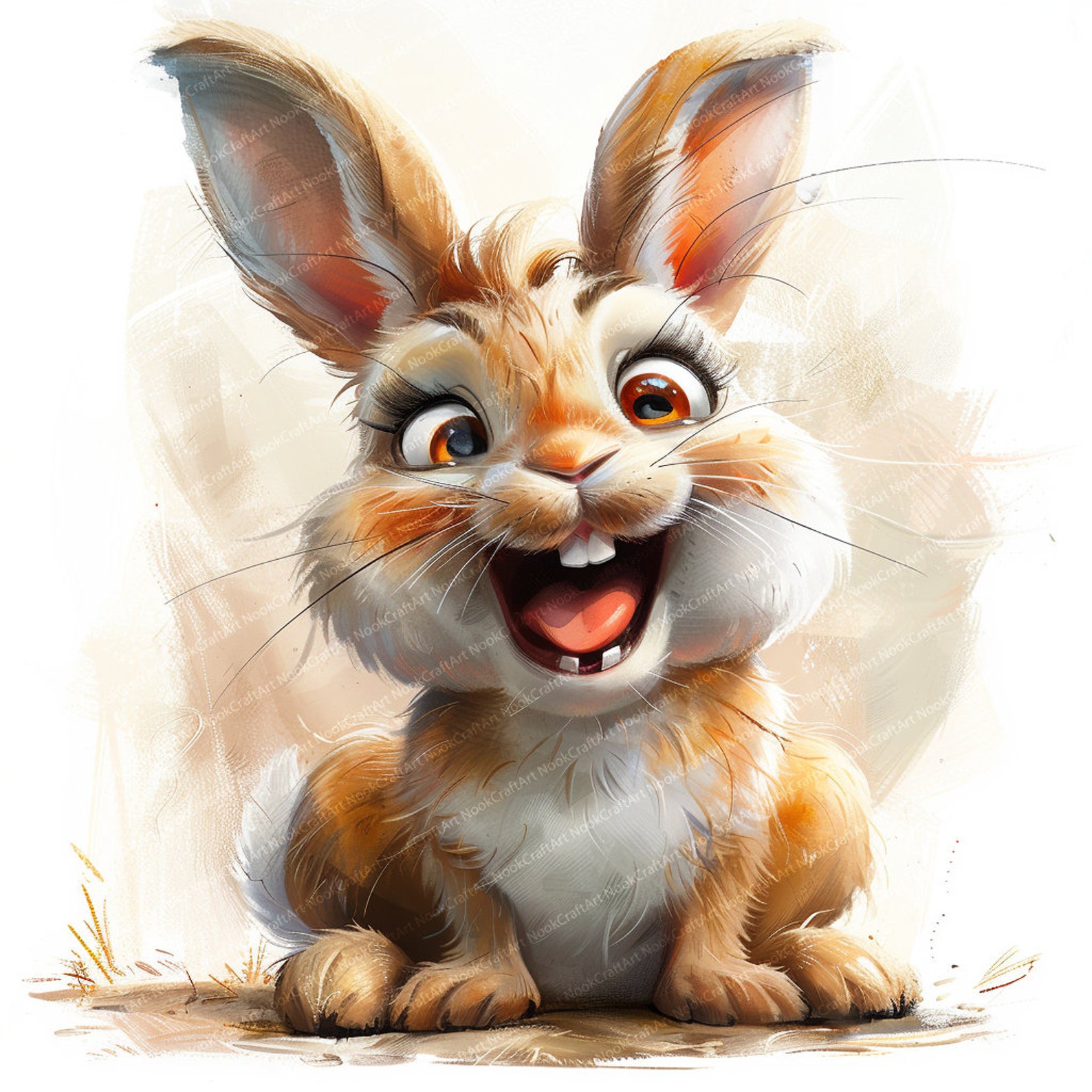 12 Hare Clipart Happy Hares Printable Watercolor Clipart Rabbit High ...