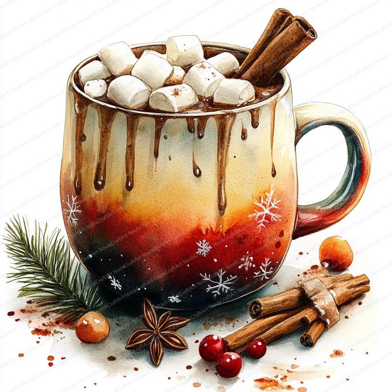 18 Hot Chocolate Mug Clipart | Cozy Winter Drink Illustration ...