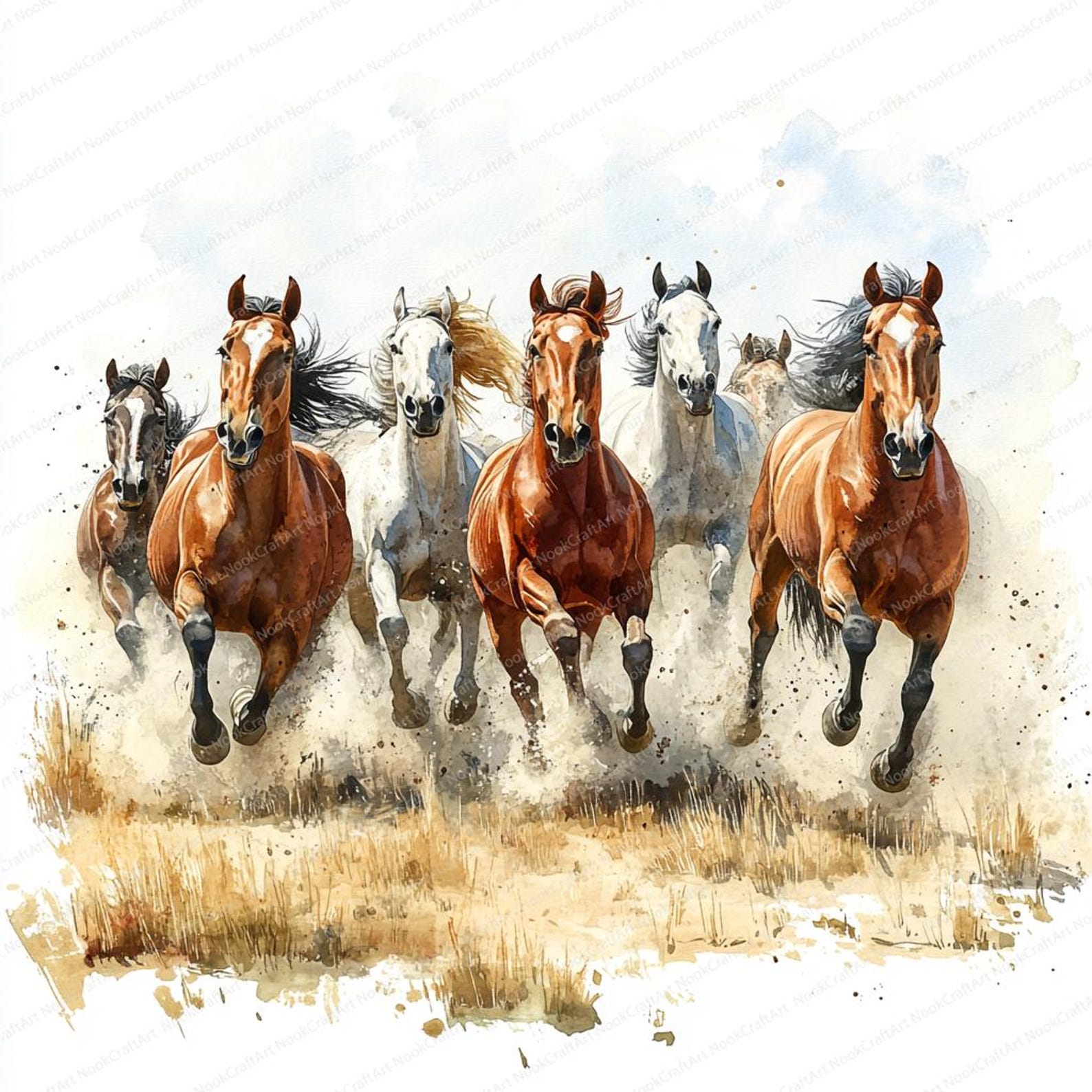 21 Horse Stampede Clipart | Wild Horses in the Steppe | Printable ...