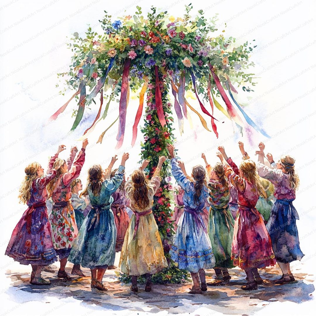 18 Maypole Ribbon Flower Clipart | Vibrant Spring Festival Graphics ...