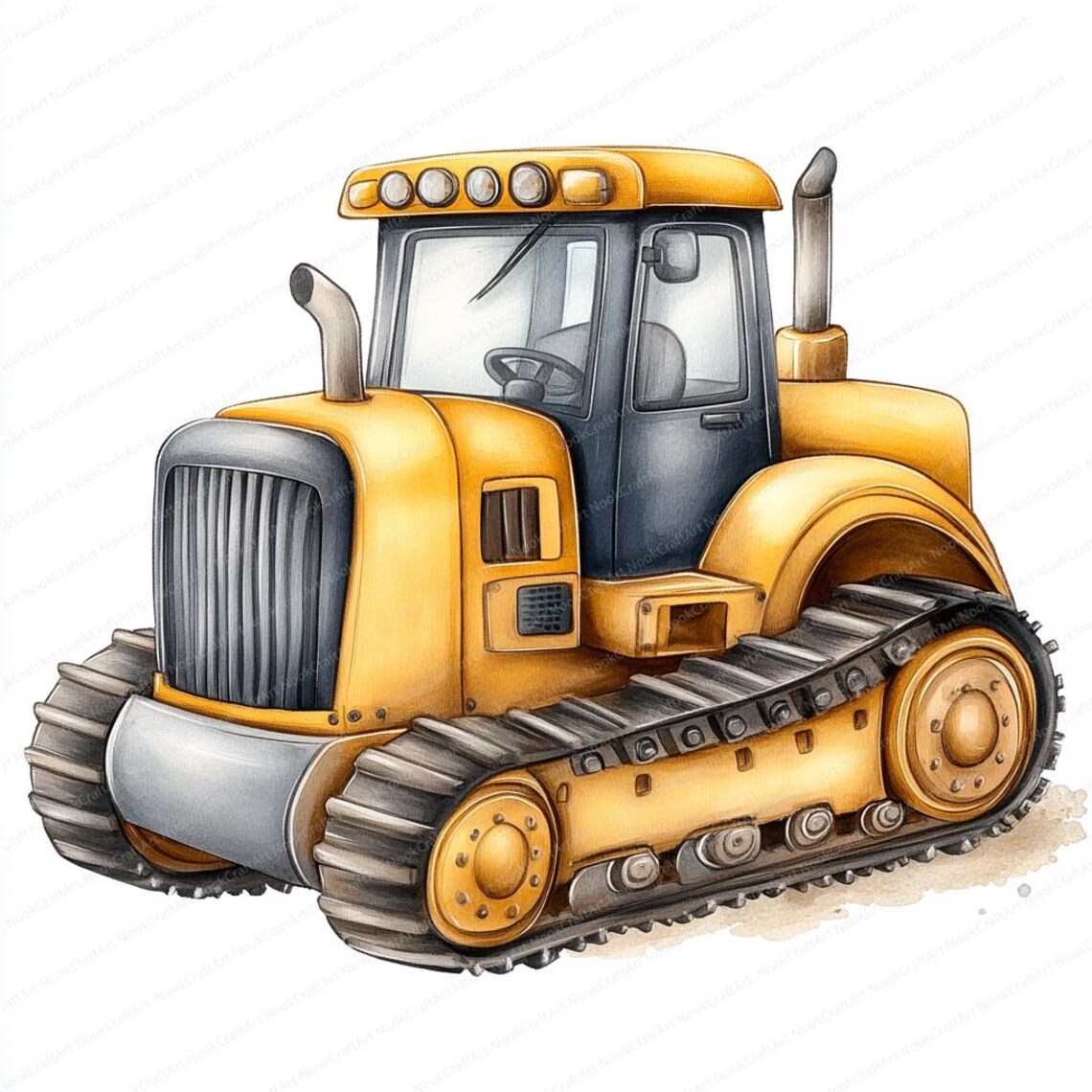16 Watercolor Cute Construction Vehicles Clipart | Printable Watercolor ...