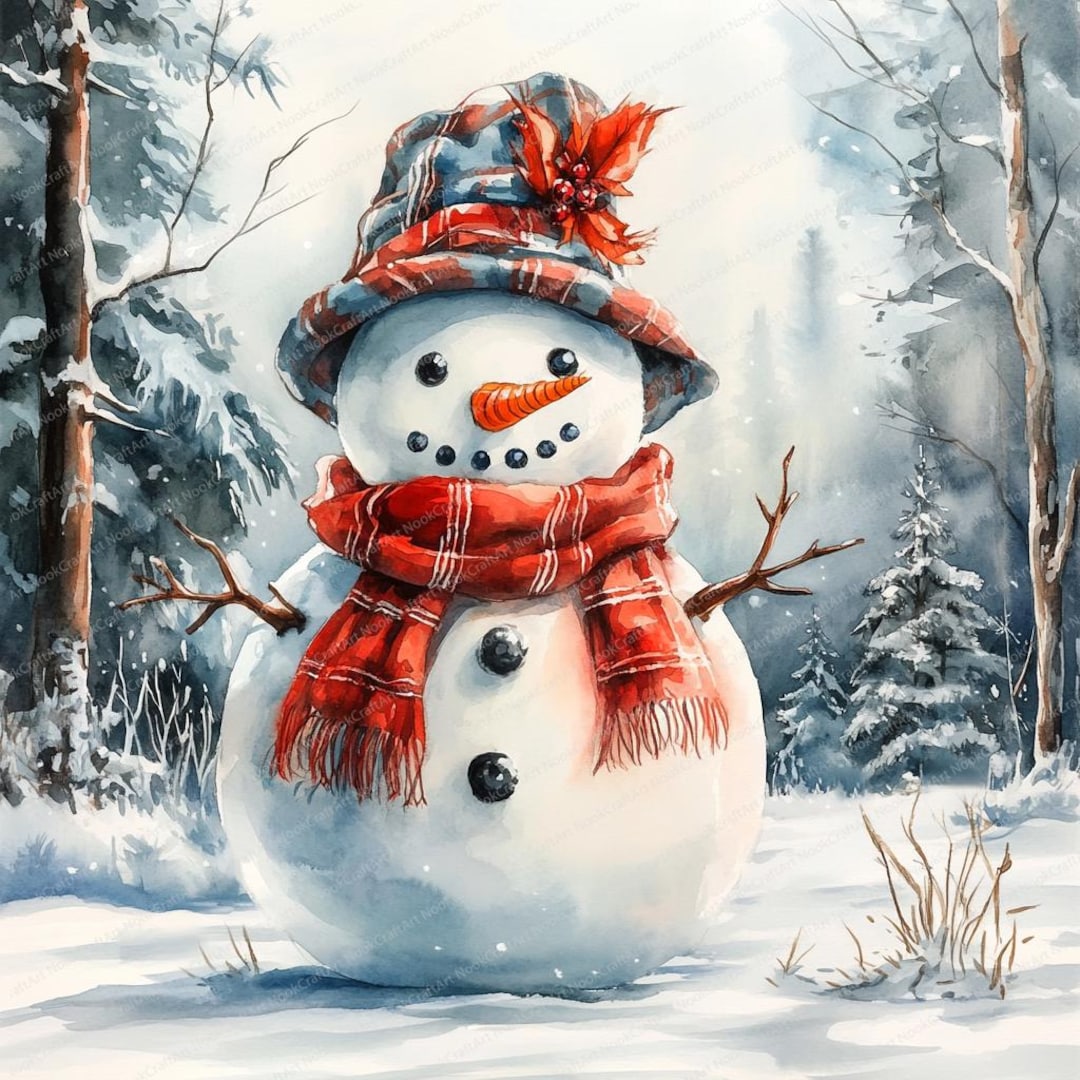 18 Christmas Snowman Clipart | Winter Snowman | Printable Watercolor ...