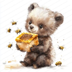 19 Cute Bear With Beehive Clipart | Adorable Honey Bee Illustration ...
