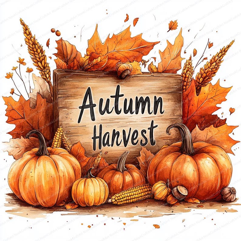 21 Pumpkin Harvest Clipart | Fall Seasonal Pumpkin Art | Printable ...