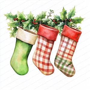 16 Christmas Stockings Clipart Bundle | Holiday Stockings | Printable ...