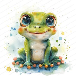 14 Watercolor Frog Clipart | Cute Baby Frog | Printable Watercolor ...