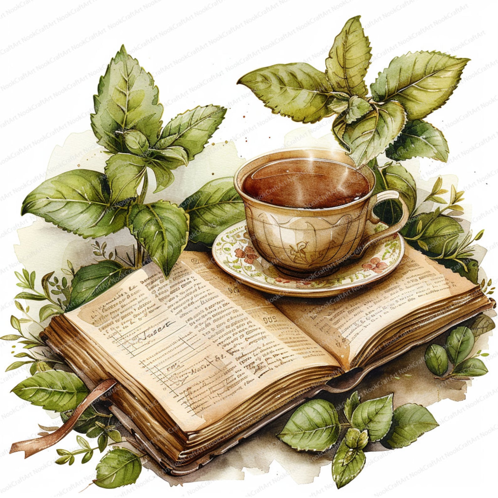 14 Tea and Book Clipart Tea Clipart Printable Watercolor Clipart High ...