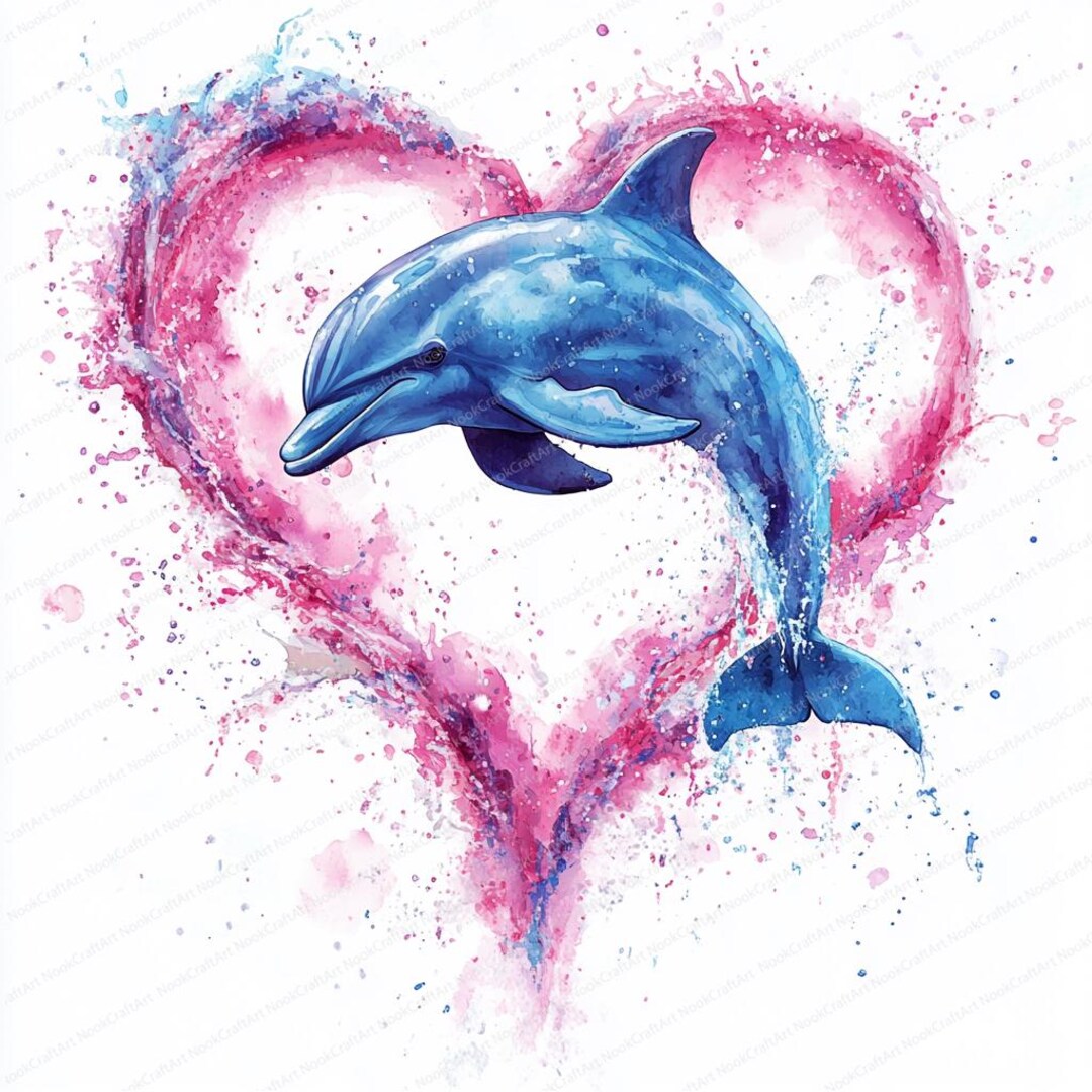 20 Dolphin Heart Jump Clipart | Marine Love Graphics| Printable ...
