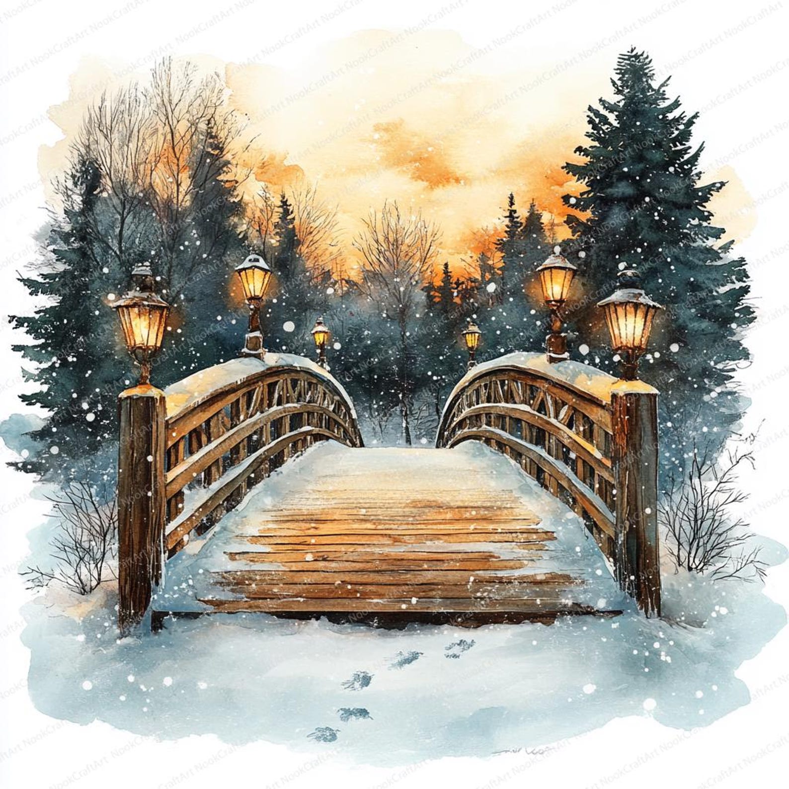 23 Sparkling Snow Bridge Clipart | Enchanting Winter Landscape ...