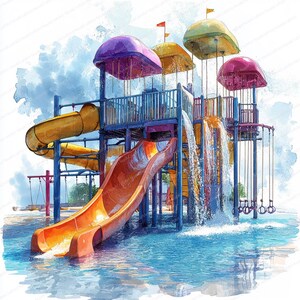 20 Water Ride Clipart Fun | Swings and Slides Adventure | Printable ...