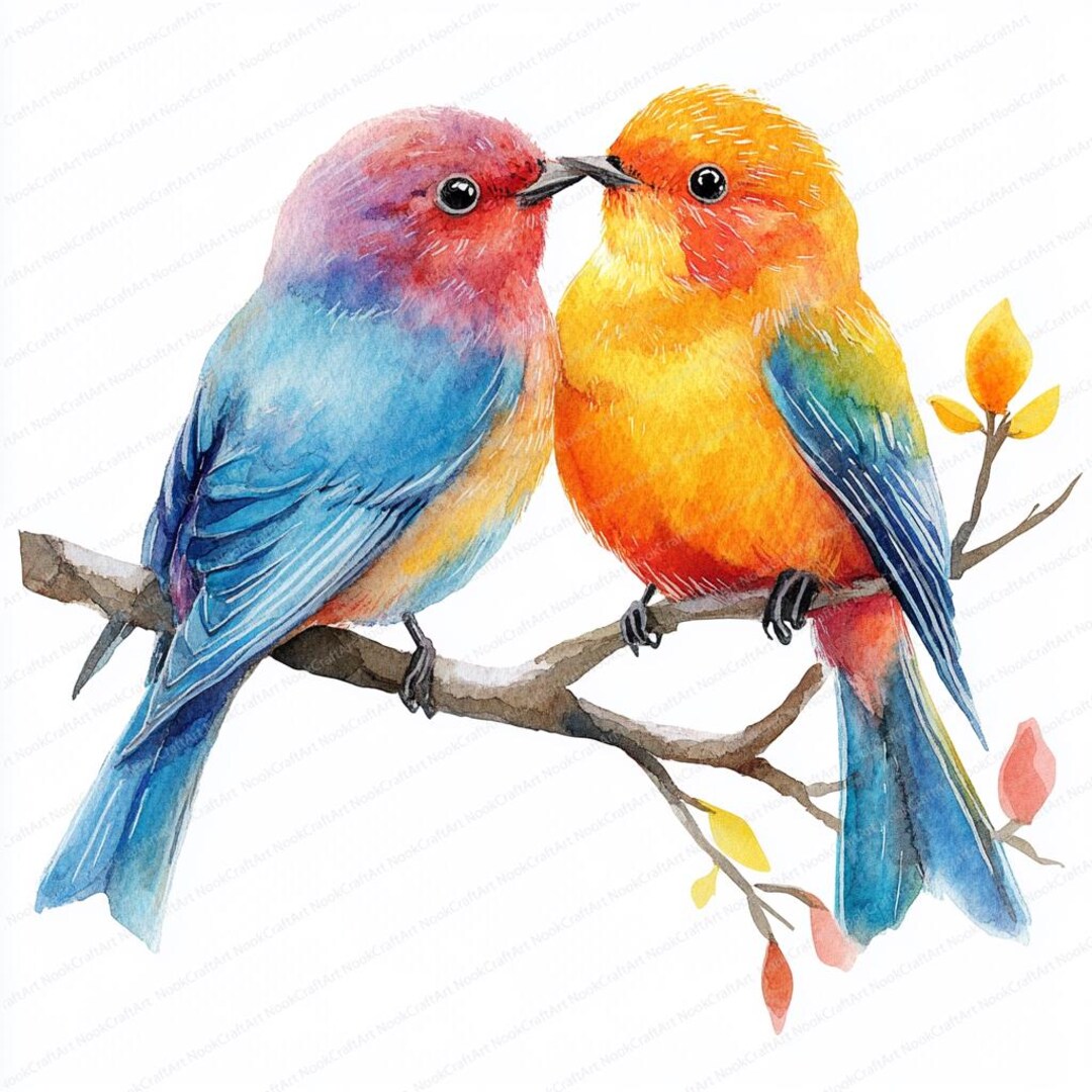 18 Birds Hugging on a Branch Clipart | Cute Illustrations for Crafts ...
