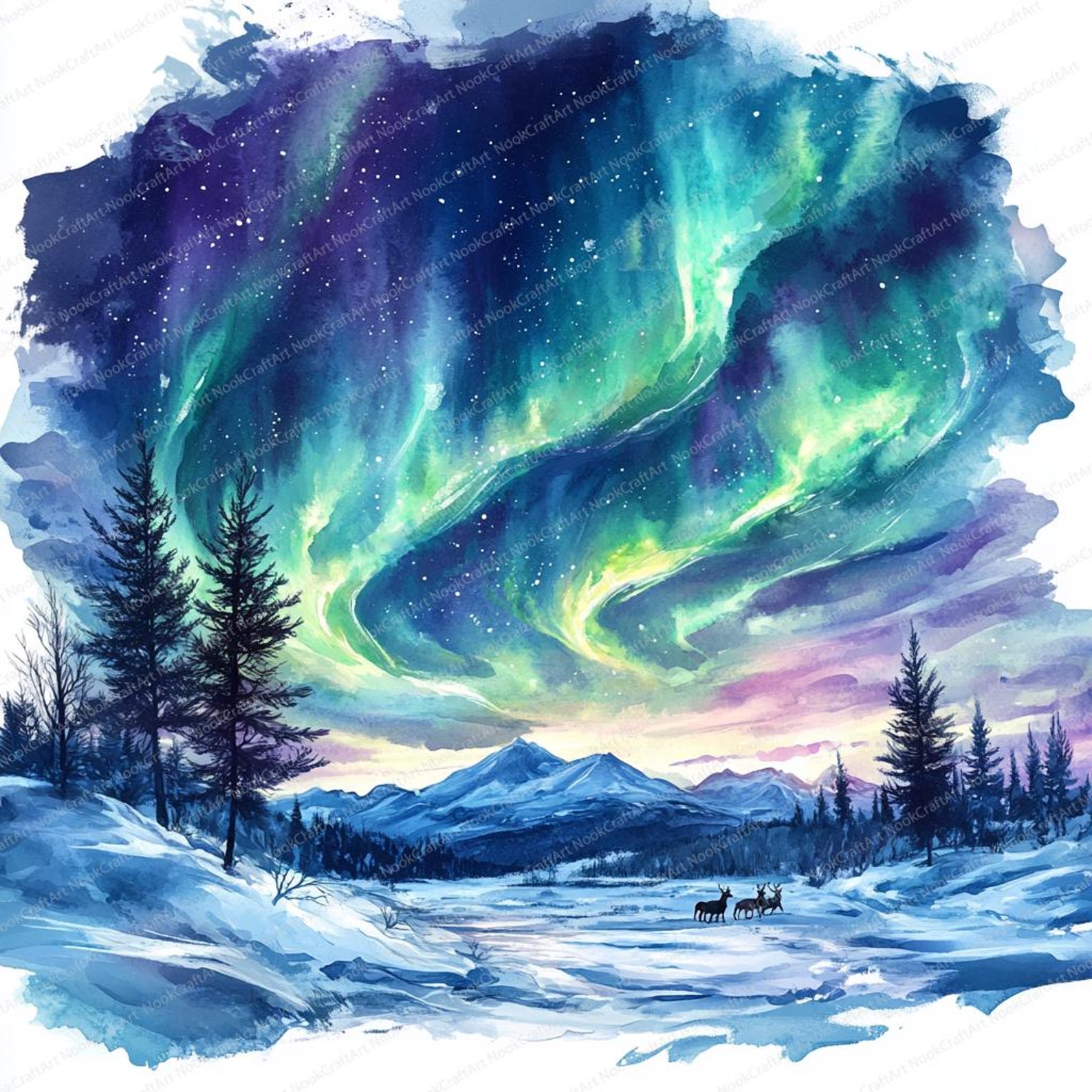 18 Northern Lights Clipart Set | Arctic Aurora Graphics Collection ...