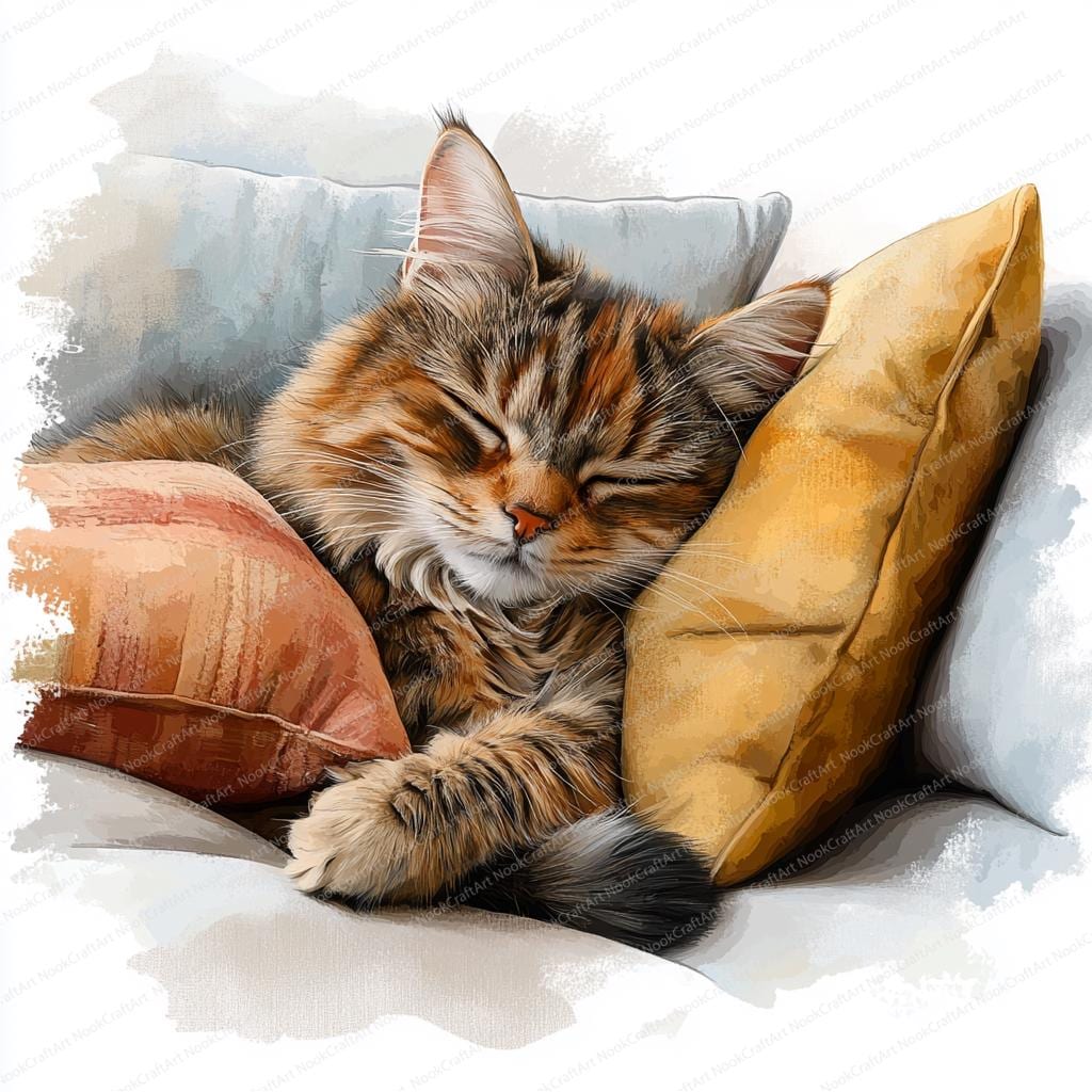 21 Cat Curling up Clipart | Cozy Feline Illustration | Printable ...