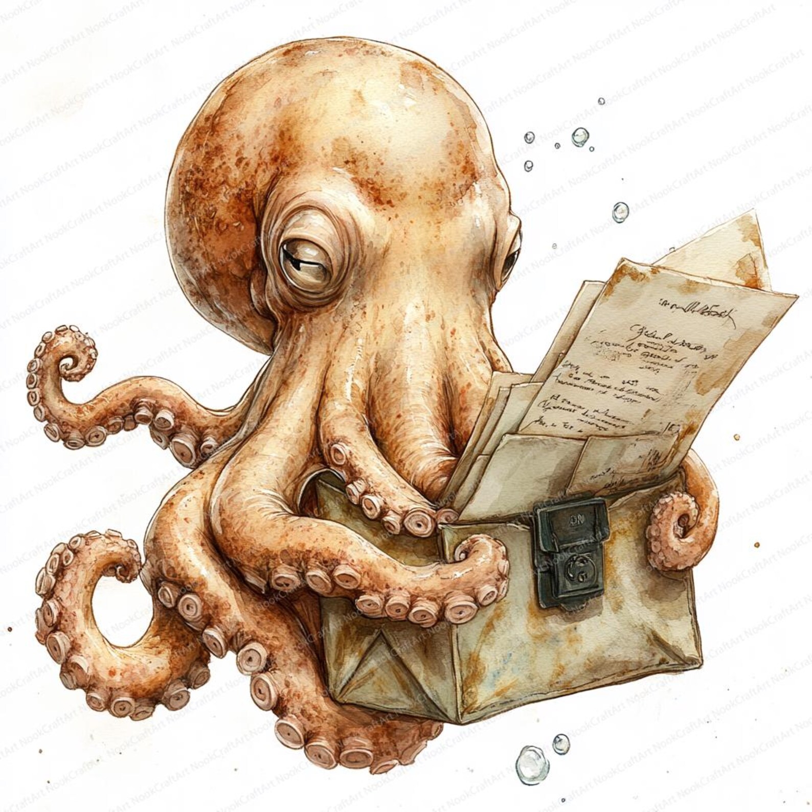 18 Octopus Mailman Clipart | Whimsical Ocean Delivery Art | Printable ...
