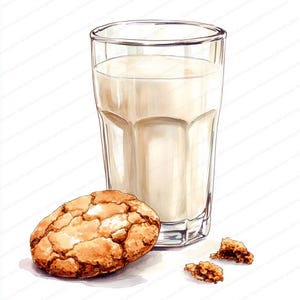 18 Milk and Cookies Clipart | Cute Dessert Illustration Set | Printable ...