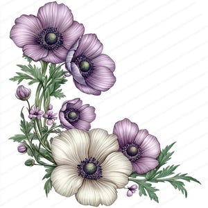 20 Purple Flower Clipart Elements | Elegant Floral Art | Botanical ...