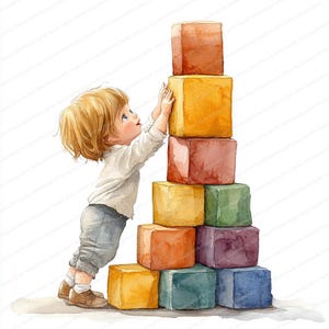 19 Kids Building Blocks Clipart | Child Tower Construction Art ...