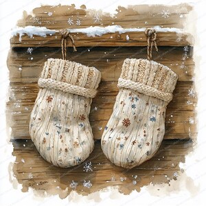 19 Mittens on String Clipart | Cozy Winter Decoration Illustration ...