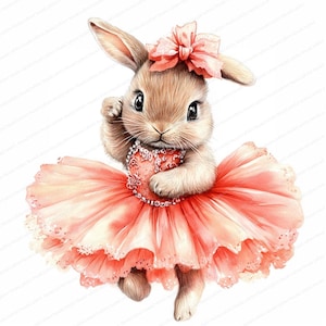 20 Watercolor Ballerina Bunny Clipart | Ballet Bunnies in Tutu Dress ...