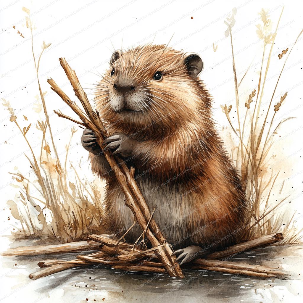 21 Beaver Dam Building Clipart | Woodland Animal Construction Art ...