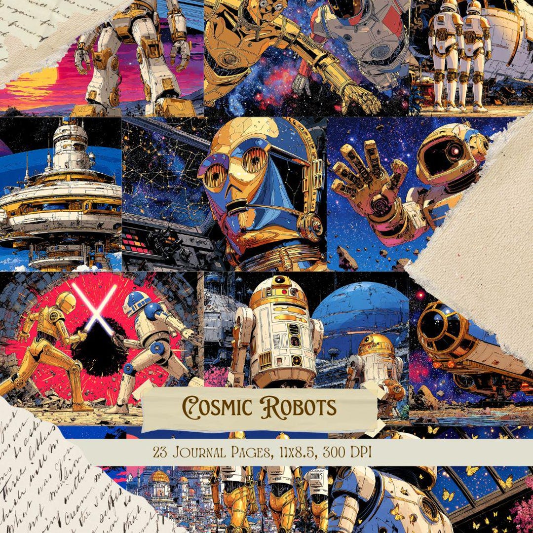 Cosmic Humanoid Robots Junk Journal Kit | Vintage Sci-fi Collage Sheets ...