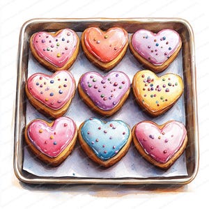 20 Heart-shaped Cookies Clipart | Romantic Dessert Graphics| Printable ...