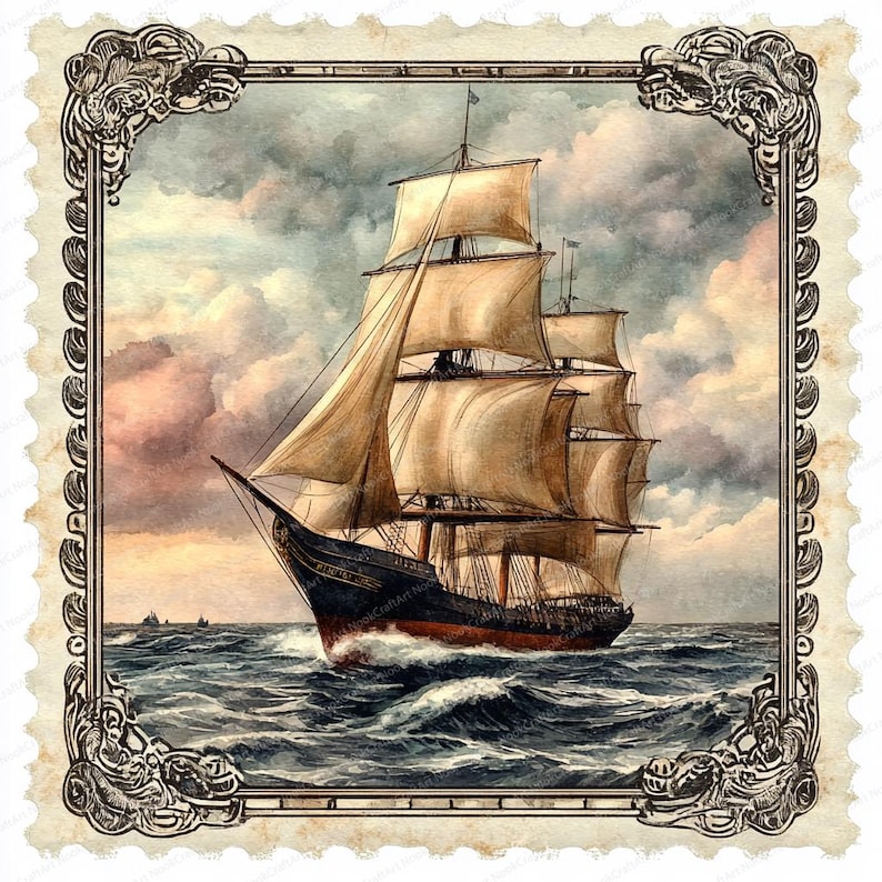 18 Vintage Ship Clipart Collection | Nautical Retro Design Bundle ...