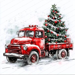 18 Red Christmas Truck Clipart | Festive Truck Art | Printable Clipart ...