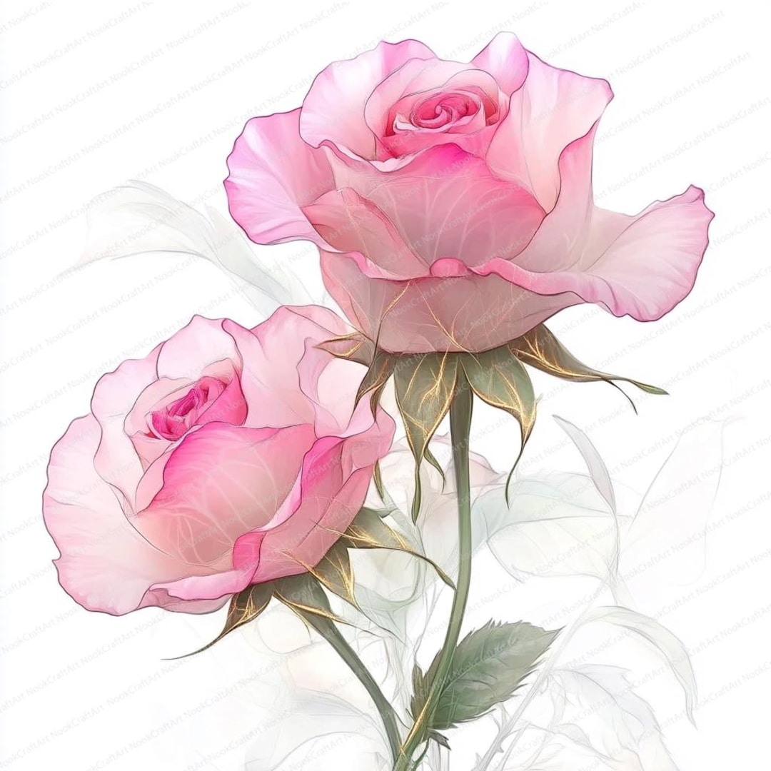 14 Jpgs, Abstract Pink Roses Clipart Bundle | Dried Flowers | High ...