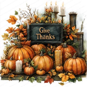 14 Fall Thanksgiving Clipart | Autumn Harvest | Printable Watercolor ...