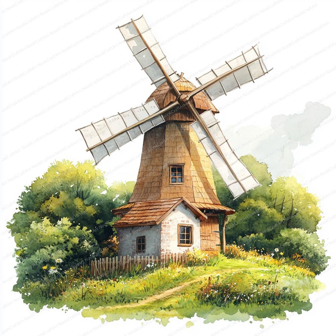 22 Windmill Clipart Collection | Rustic Energy Illustrations ...